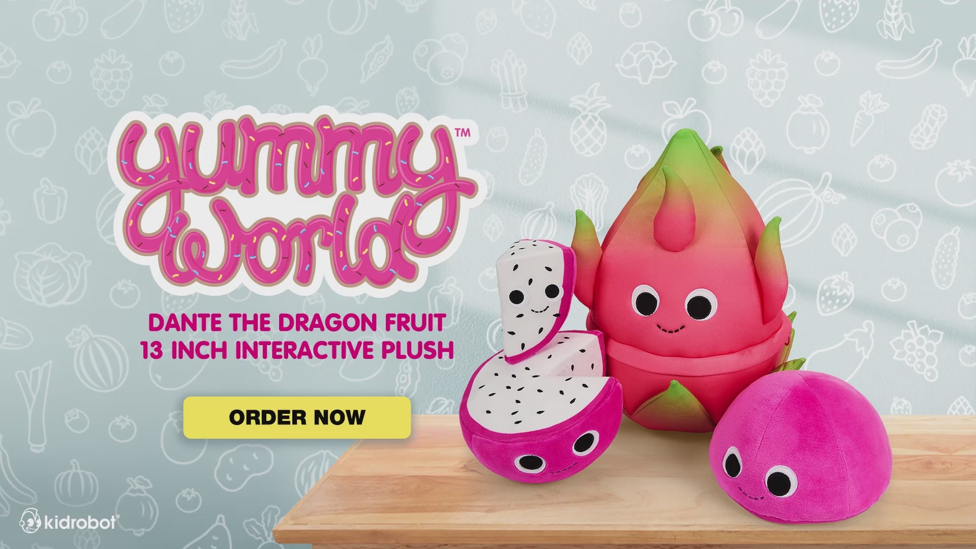 Yummy World Dante the Dragon Fruit 13” Interactive Plush | Kidrobot